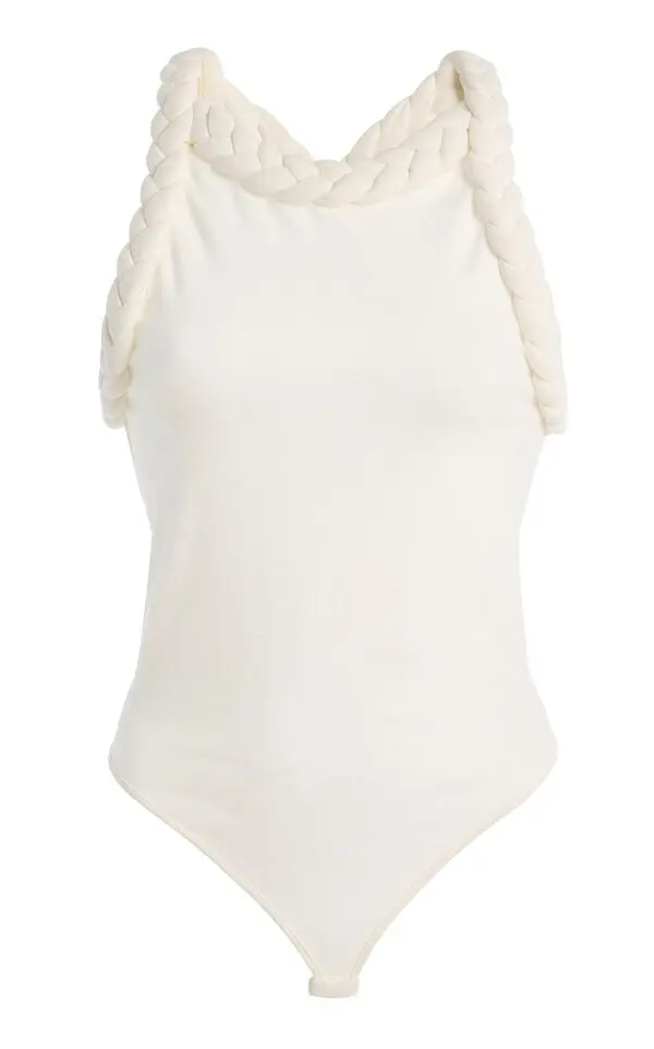 Bevza Tisto Braided Jersey Bodysuit - White
