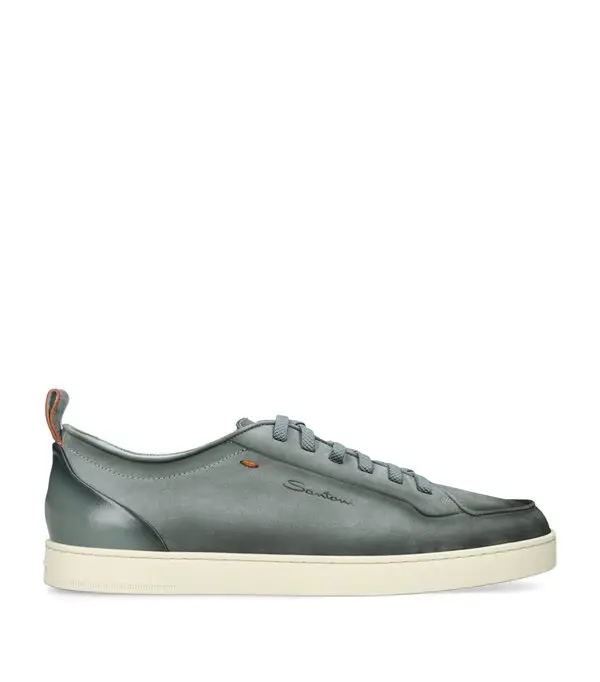 Santoni Montecarlo Leather Sneakers - Blue