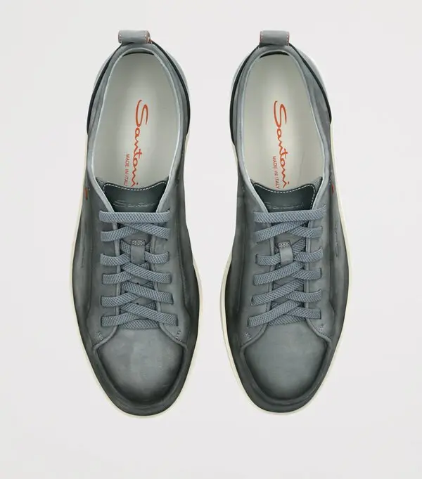 Santoni Montecarlo Leather Sneakers - Blue