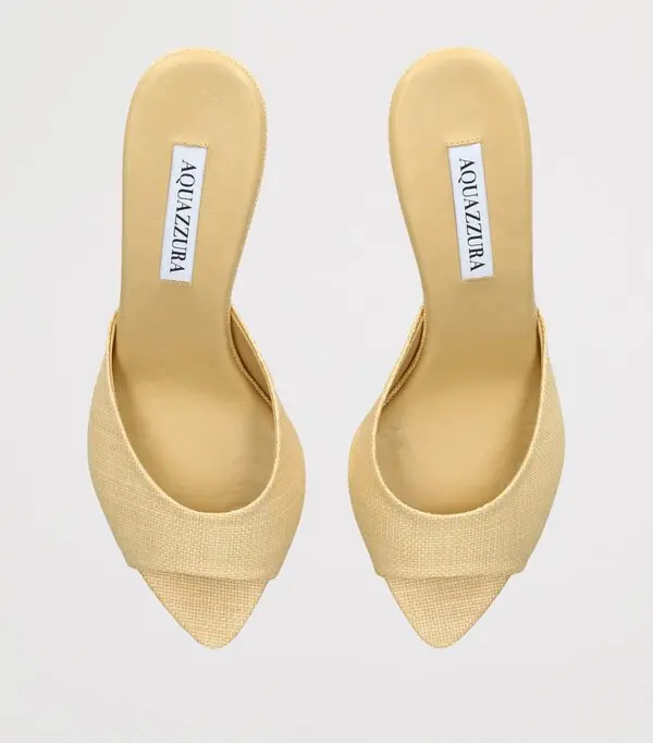 AQUAZZURA Woven Bisous Mules 65 - Beige