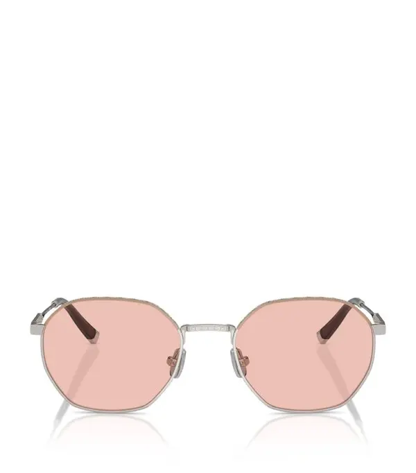 Brunello Cucinelli Titanium Octagon Frame Sunglasses - Silver