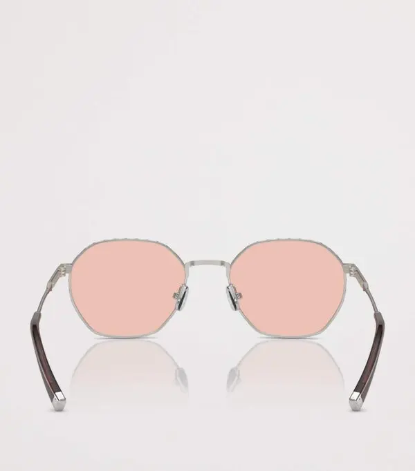 Brunello Cucinelli Titanium Octagon Frame Sunglasses - Silver