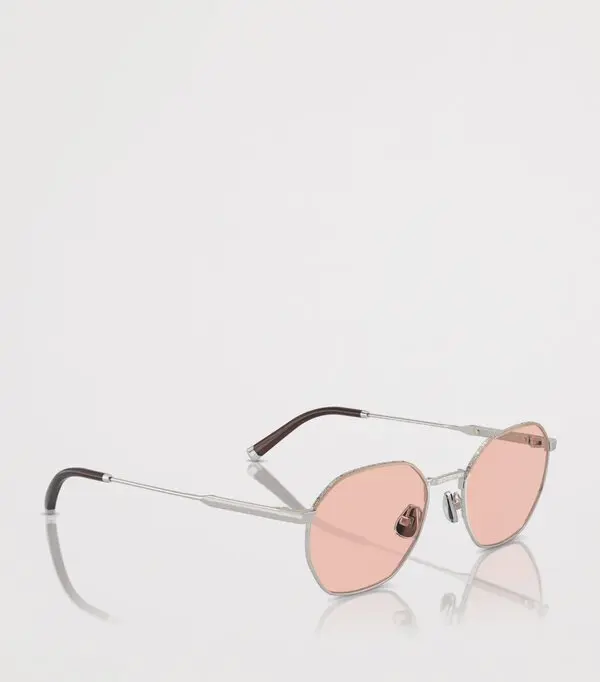 Brunello Cucinelli Titanium Octagon Frame Sunglasses - Silver