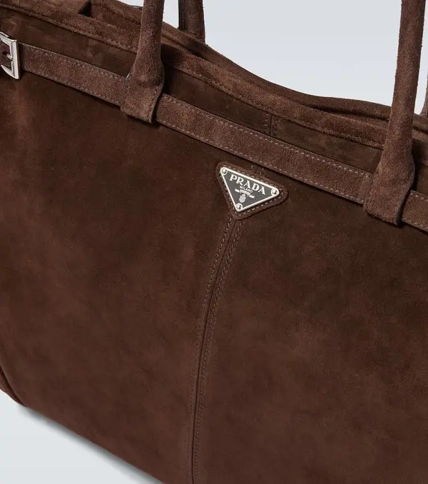 Prada Suede Tote Bag - Brown