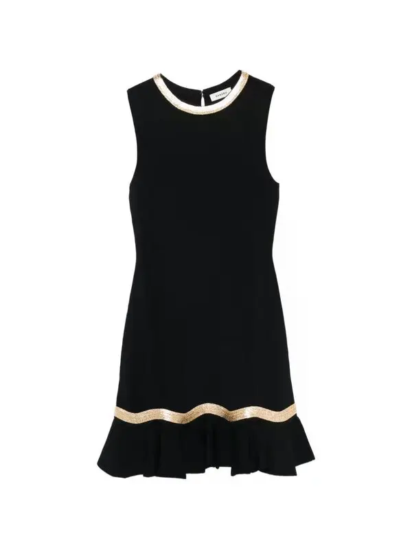 Sandro Mini Knit Dress With Metal Chain Trim And Ruffled Hem