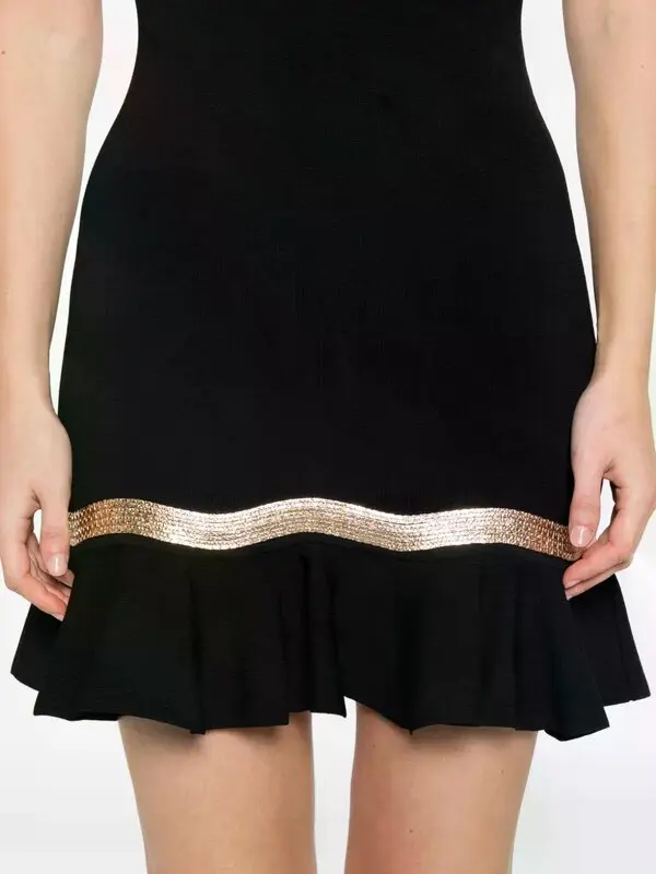 Sandro Mini Knit Dress With Metal Chain Trim And Ruffled Hem