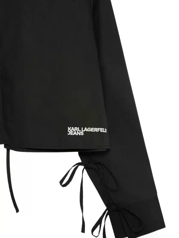 Karl Lagerfeld Cotton Shirt With Tie Detail - Black