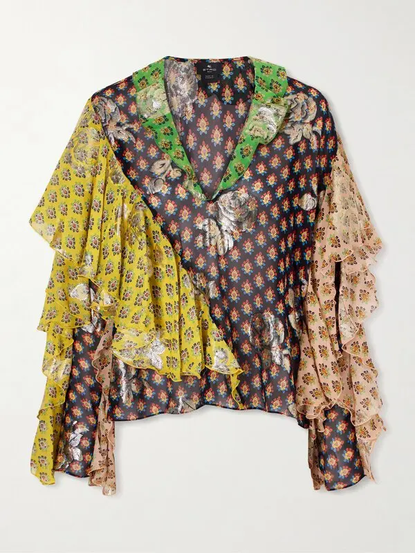 Etro Ruffled Silk-blend Blouse - Multi