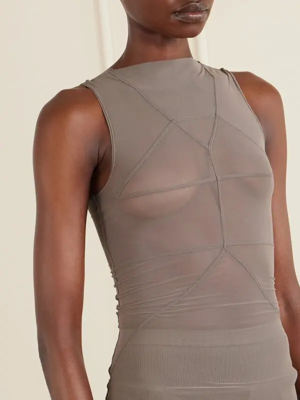 Rick Owens Sheer Stretch-mesh Top With Structural Seams