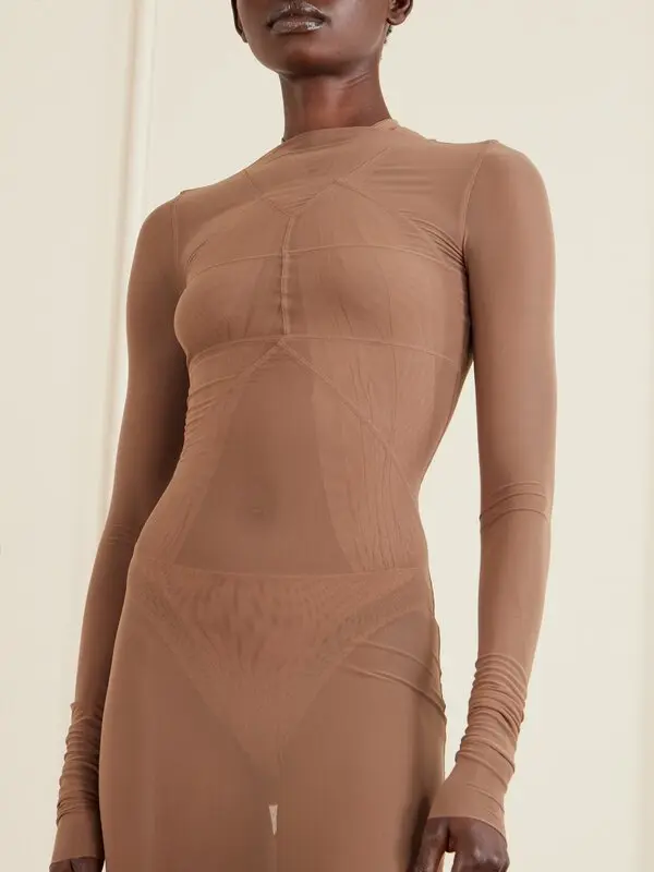 Rick Owens Temple Stretch-mesh Gown - Neutrals