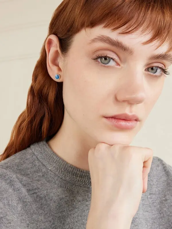 Mateo 14-karat Gold Opal And Diamond Stud Earrings - Blue