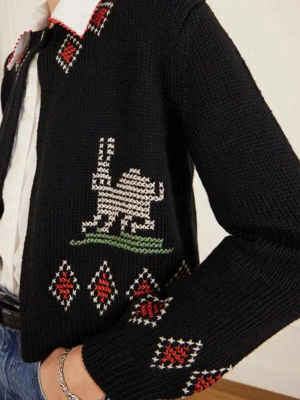 BODE Bunny Jacquard-knit Wool Cardigan
