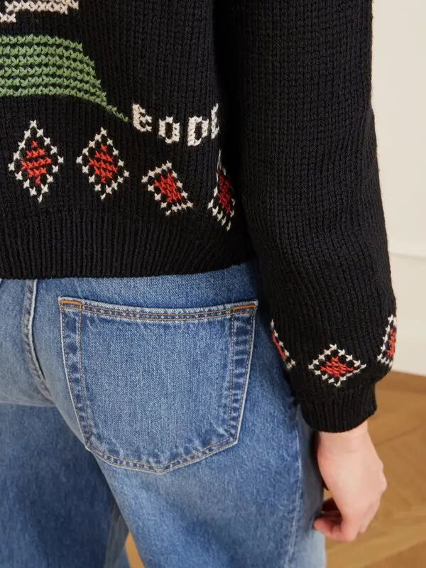 BODE Bunny Jacquard-knit Wool Cardigan