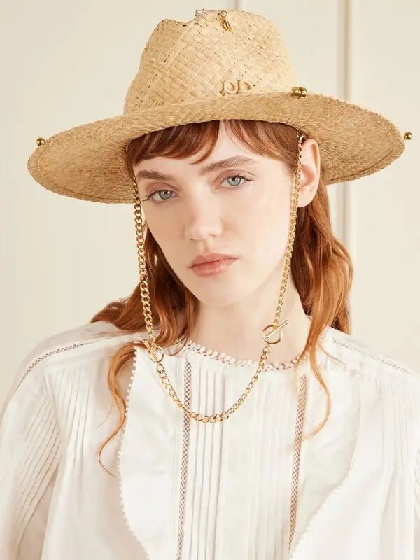 Ruslan Baginskiy Embellished Straw Fedora