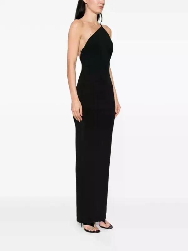Solace London Alexandra Asymmetric-strap Maxi Dress - Black