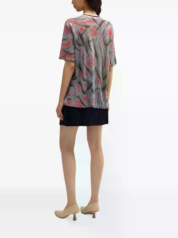 MARGHERITA MACCAPANI Jacquard Embroidered T-shirt - Grey