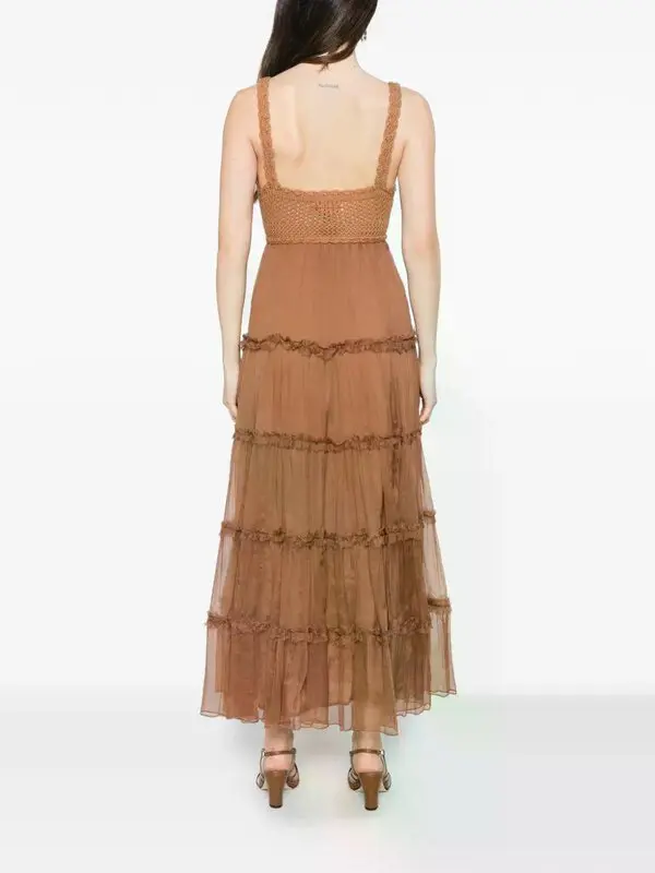 ERMANNO FIRENZE Crochet Ruffled Maxi Dress