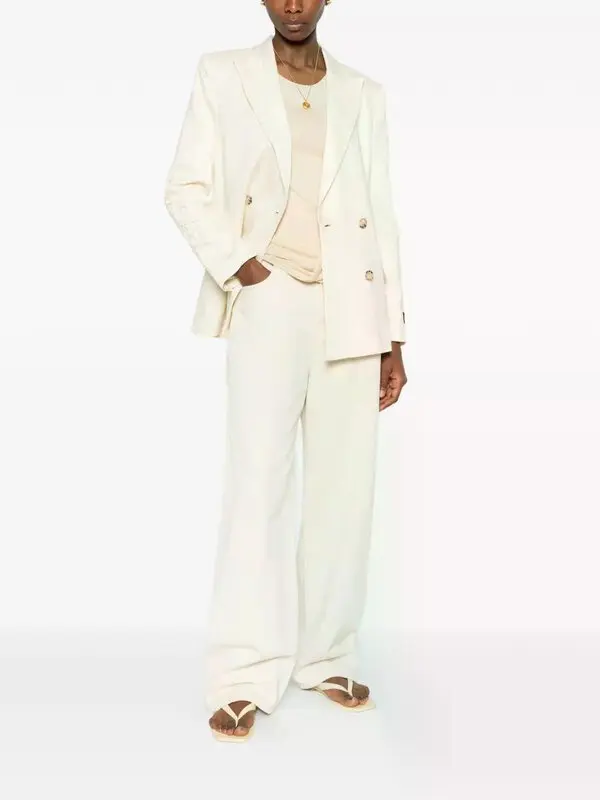 ERMANNO FIRENZE Double-breasted Embroidered Blazer - Neutrals