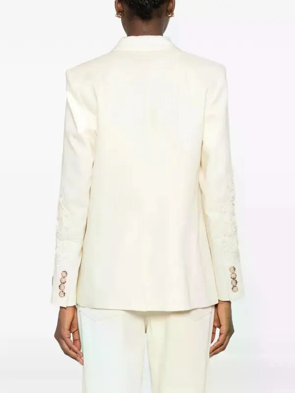 ERMANNO FIRENZE Double-breasted Embroidered Blazer - Neutrals