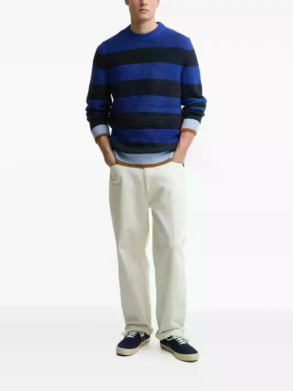 Barbour X Paul Smith Southwold Striped Textured Knit Sweater