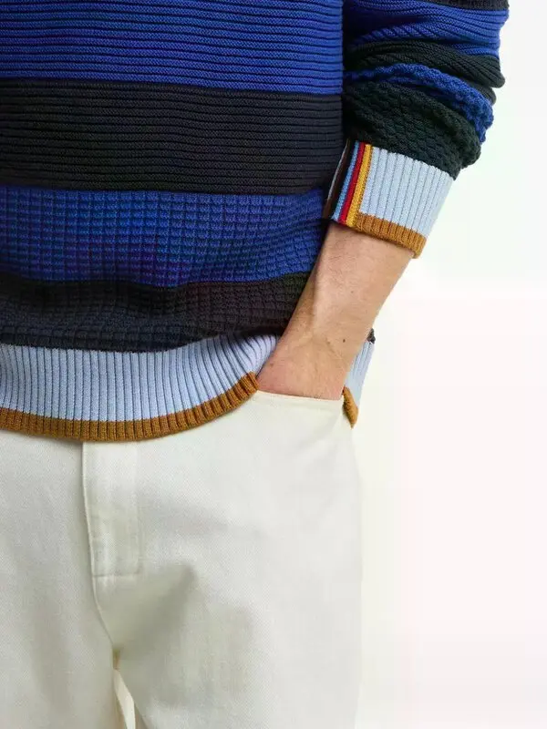 Barbour X Paul Smith Southwold Striped Textured Knit Sweater