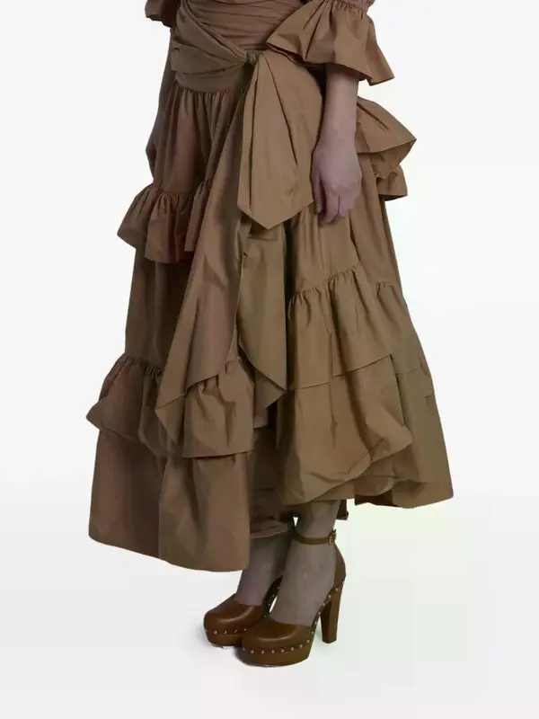 Chloé Ruffled Tiered Midi Skirt - Brown