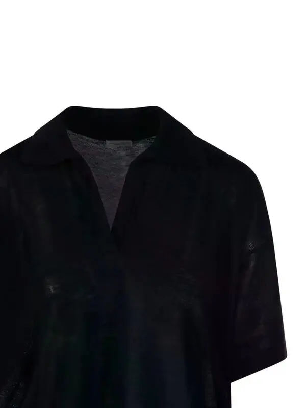 ROBERTO COLLINA Collared V-neck Short Sleeve Top