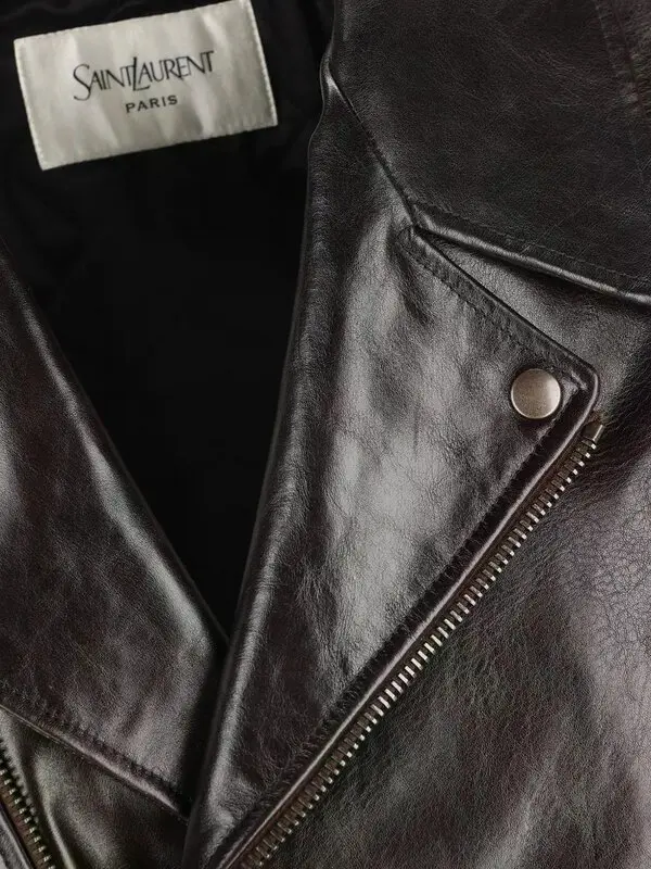 Saint Laurent Belted Leather Jacket - Brown