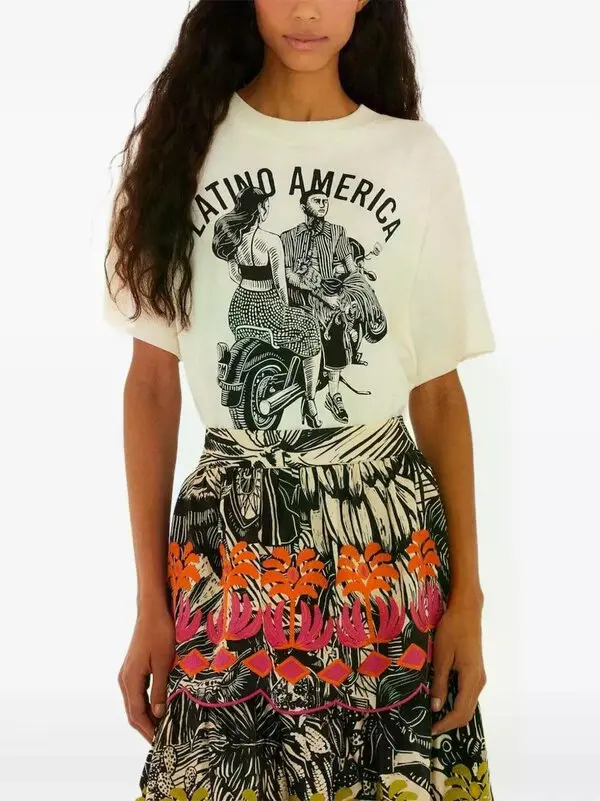 Farm Rio Graphic Print T-shirt - Neutrals