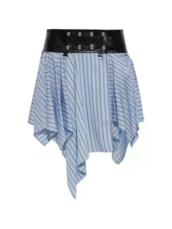 IRO PARIS Asymmetric Hem Striped Skirt With D-ring Detail - Blue