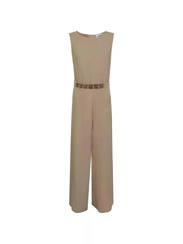 P.a.r.o.s.h Sleeveless Floral Embellished Jumpsuit - Neutrals