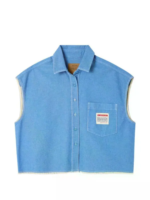 American Vintage Sleeveless Shirt With Chest Pocket - Blue