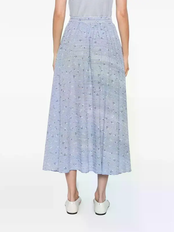 MANUEL RITZ Striped Floral Midi Skirt