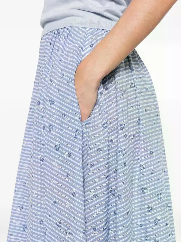 MANUEL RITZ Striped Floral Midi Skirt