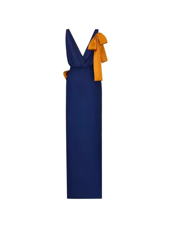 Saint Laurent V-neck Maxi Dress With Knot Detail