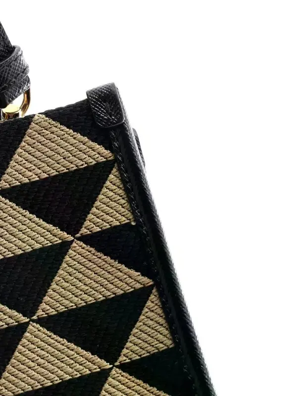 Prada Symbole Shopper Tote Jacquard Mini Crossbody Bag - Neutrals