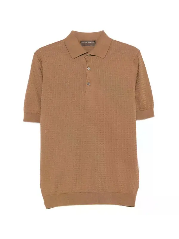 FILIPPO DE LAURENTIIS Textured Polo Shirt - Brown