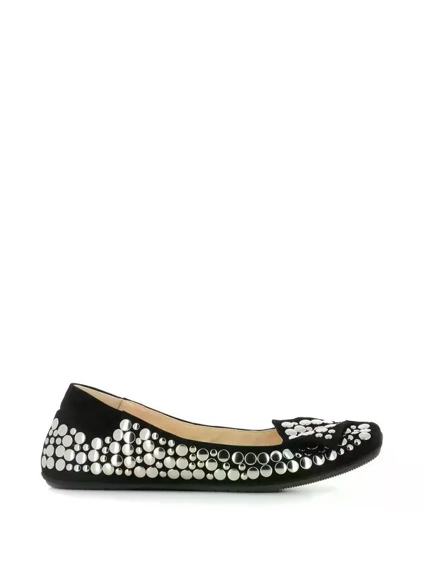 DOVE NUOTANO GLI SQUALI Studded Ballet Flats - Black