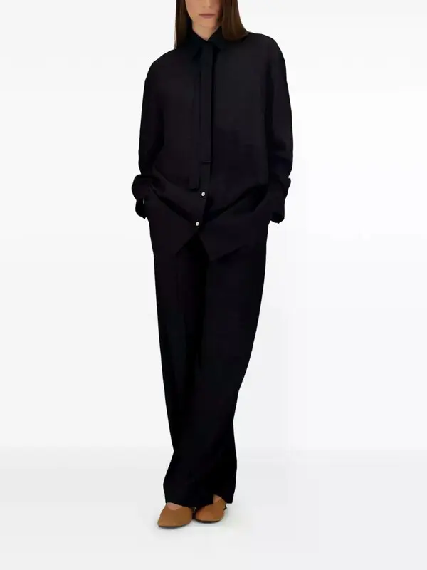 Herno Textured Finish Wide Leg Trousers - Black