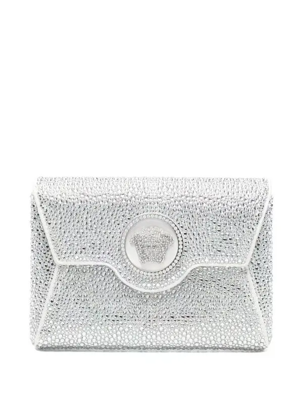 Versace La Medusa Crystal Envelope Clutch - Silver