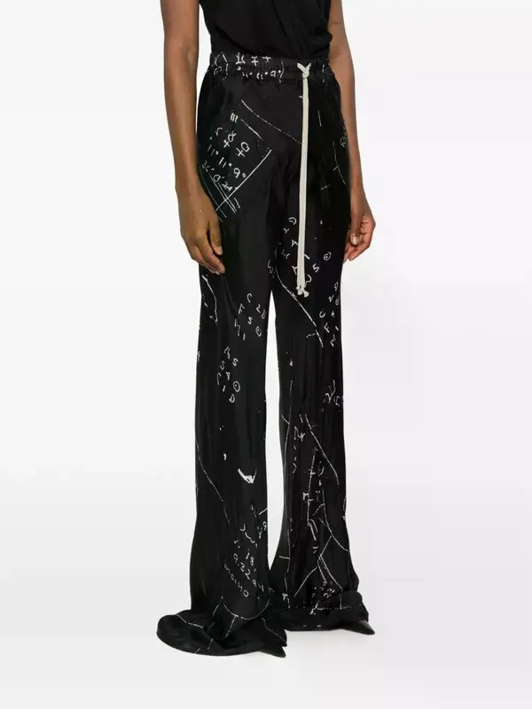 Rick Owens Drawstring Bias Trousers With Graphic Print
