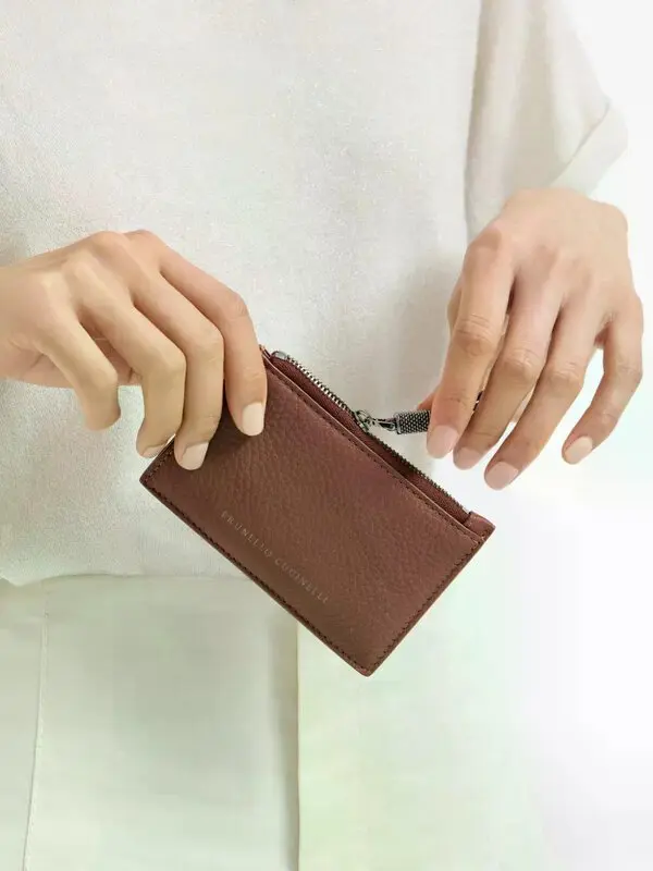 Brunello Cucinelli Logo Leather Card Holder - Red