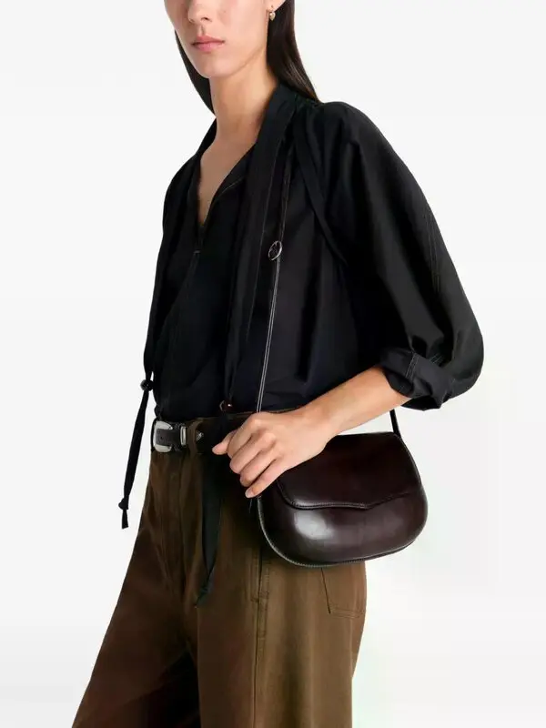 LEMAIRE Burgundy Patinated Belly Shoulder Bag