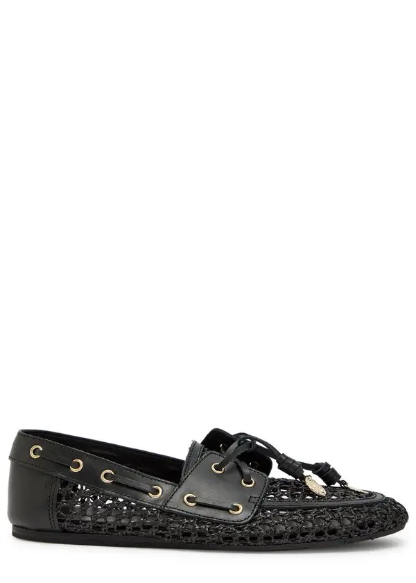 ANCIENT GREEK SANDALS Pliaria Raffia Loafers - Black