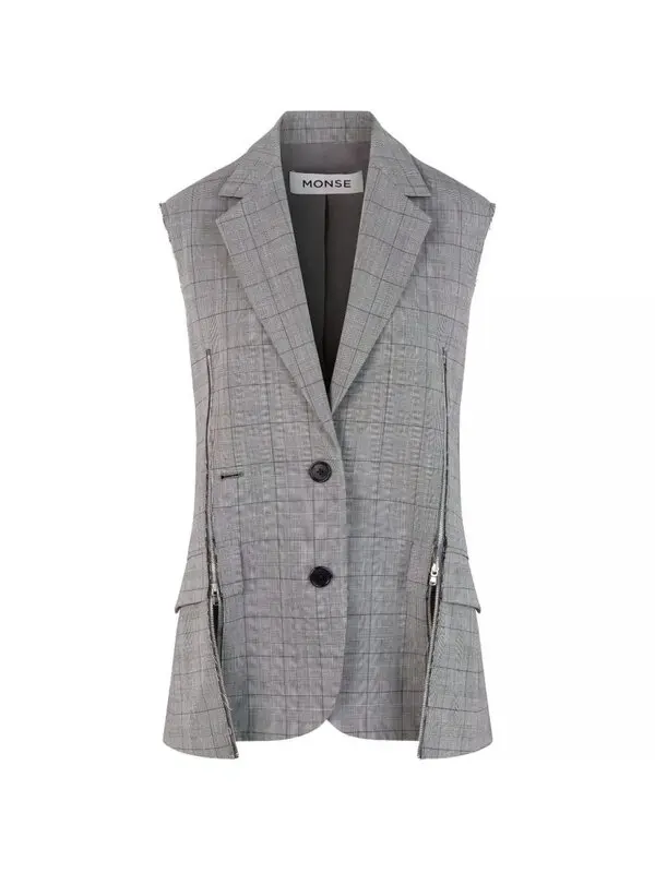 Monse Checked Zipper Tailored Vest