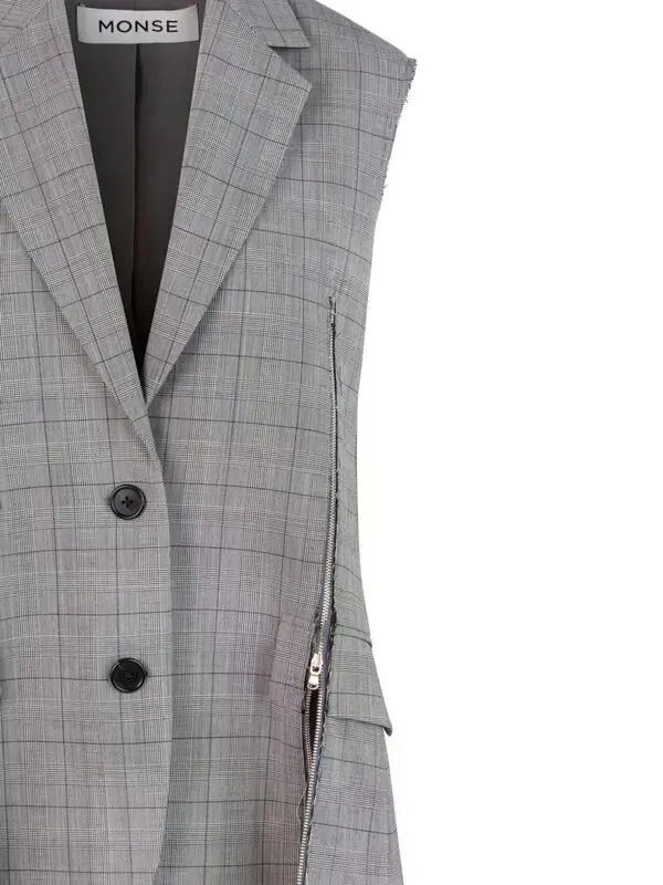 Monse Checked Zipper Tailored Vest