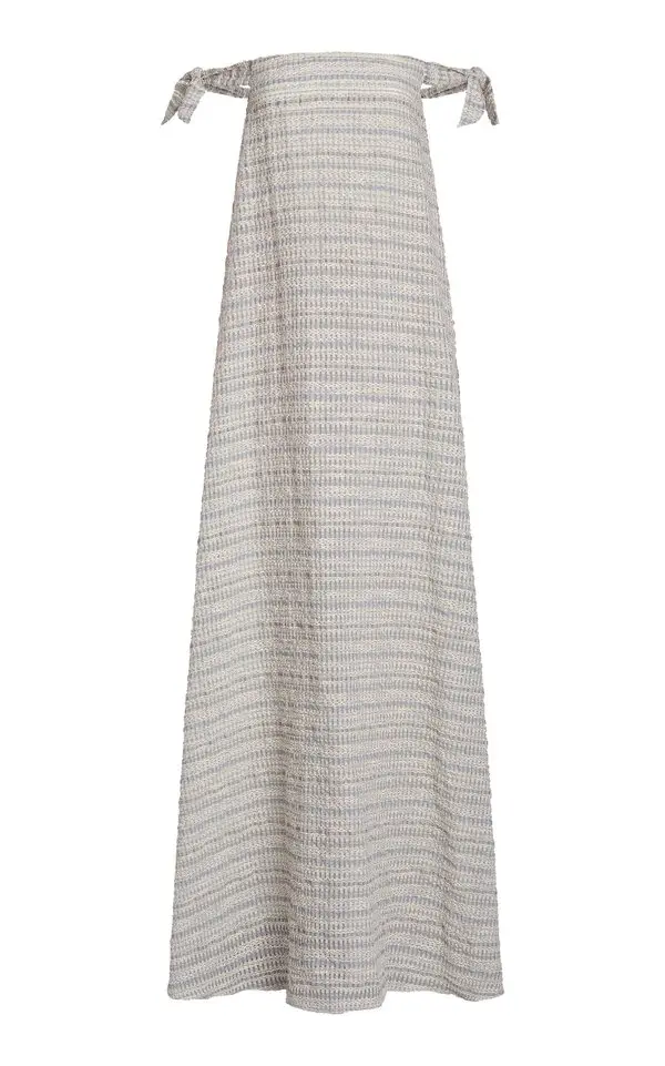 MARKARIAN Narcissus Off-the-shoulder Striped-organza Gown - Blue
