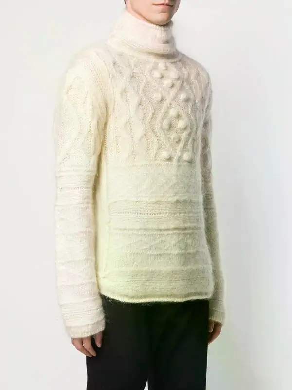JEAN PAUL GAULTIER Cream Wool Chunky Knit Turtleneck Jumper