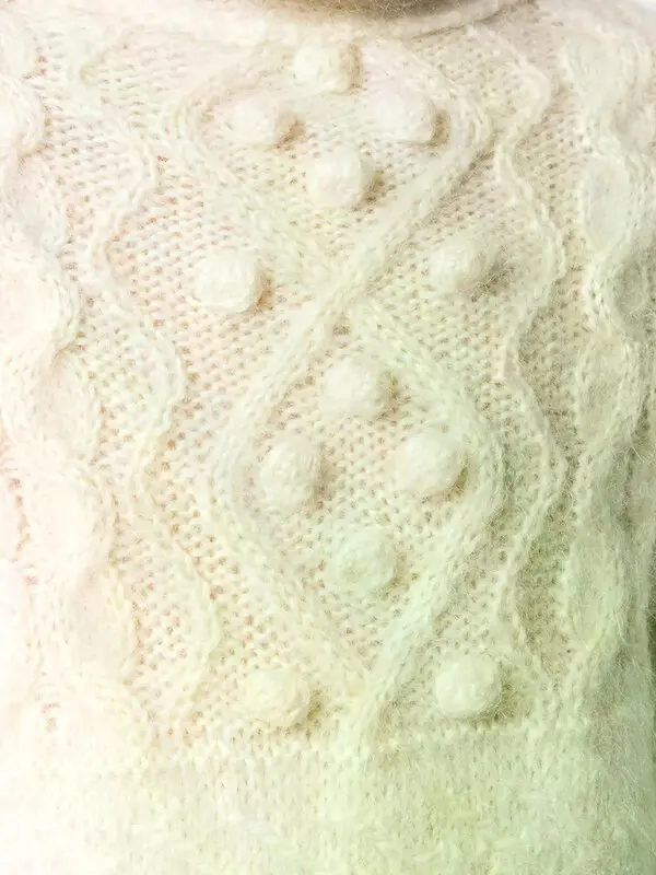 JEAN PAUL GAULTIER Cream Wool Chunky Knit Turtleneck Jumper
