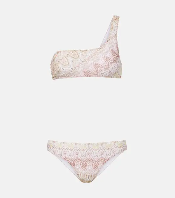 Missoni Metallic Zigzag One-shoulder Bikini - Multicoloured
